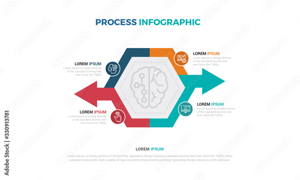 Left and right human brain with social infographic on logical side ...