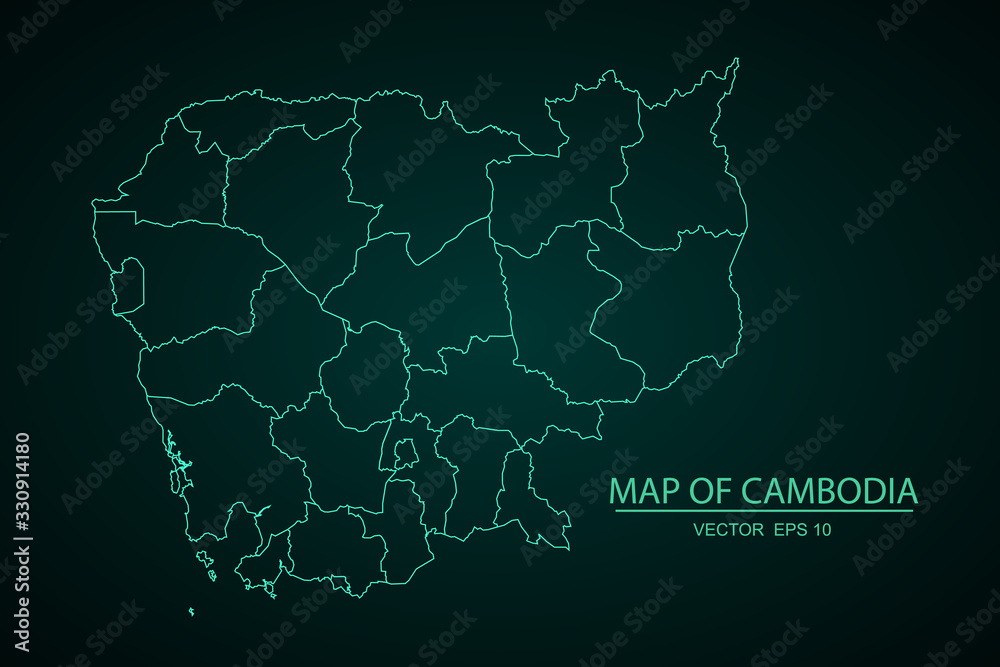 High detailed blue vector map - Cambodia.map- cambodia country on white ...