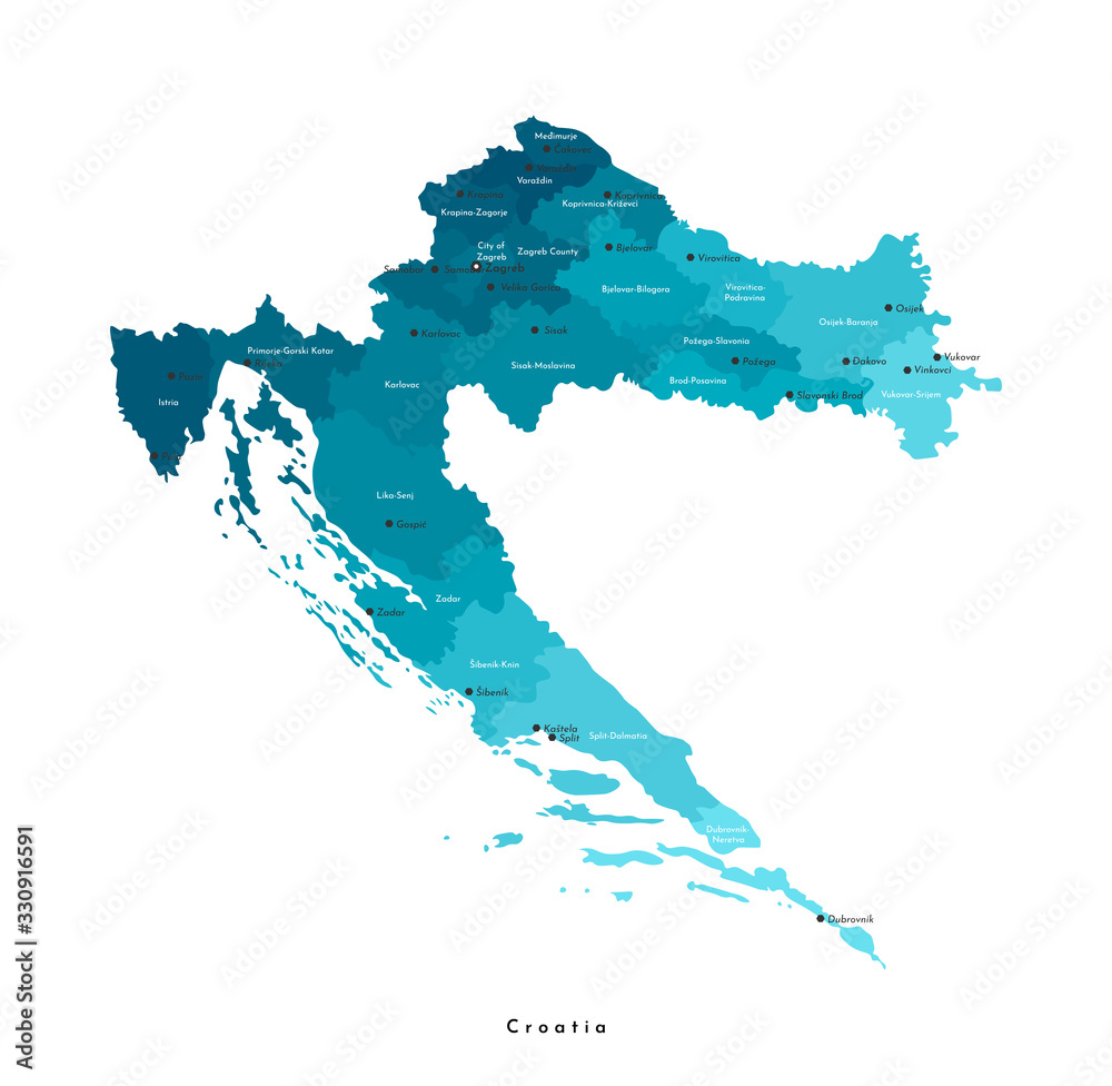 Vector modern isolated illustration. Simplified administrative map of ...