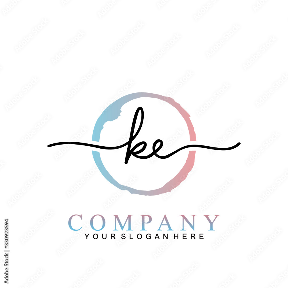 KE Handwritten initial logo vector logo template with brush Stock ...