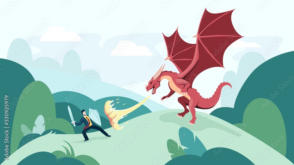 Knight Fighting Dragon Clipart Easy