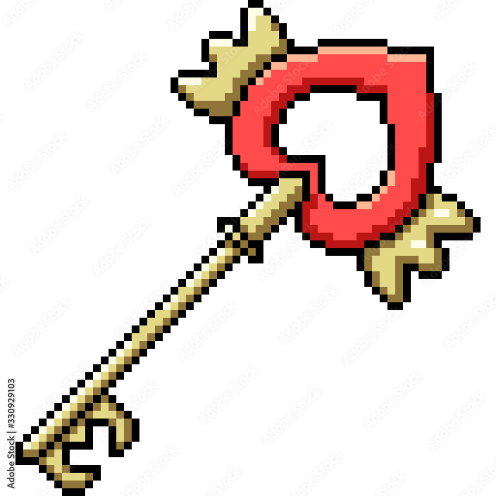 vector pixel art isolated heart key Stock Vector | Adobe Stock