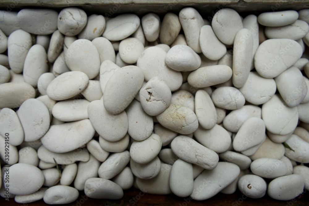 The full frame image of Sea Ivory White Pebbles, Photographed at close ...