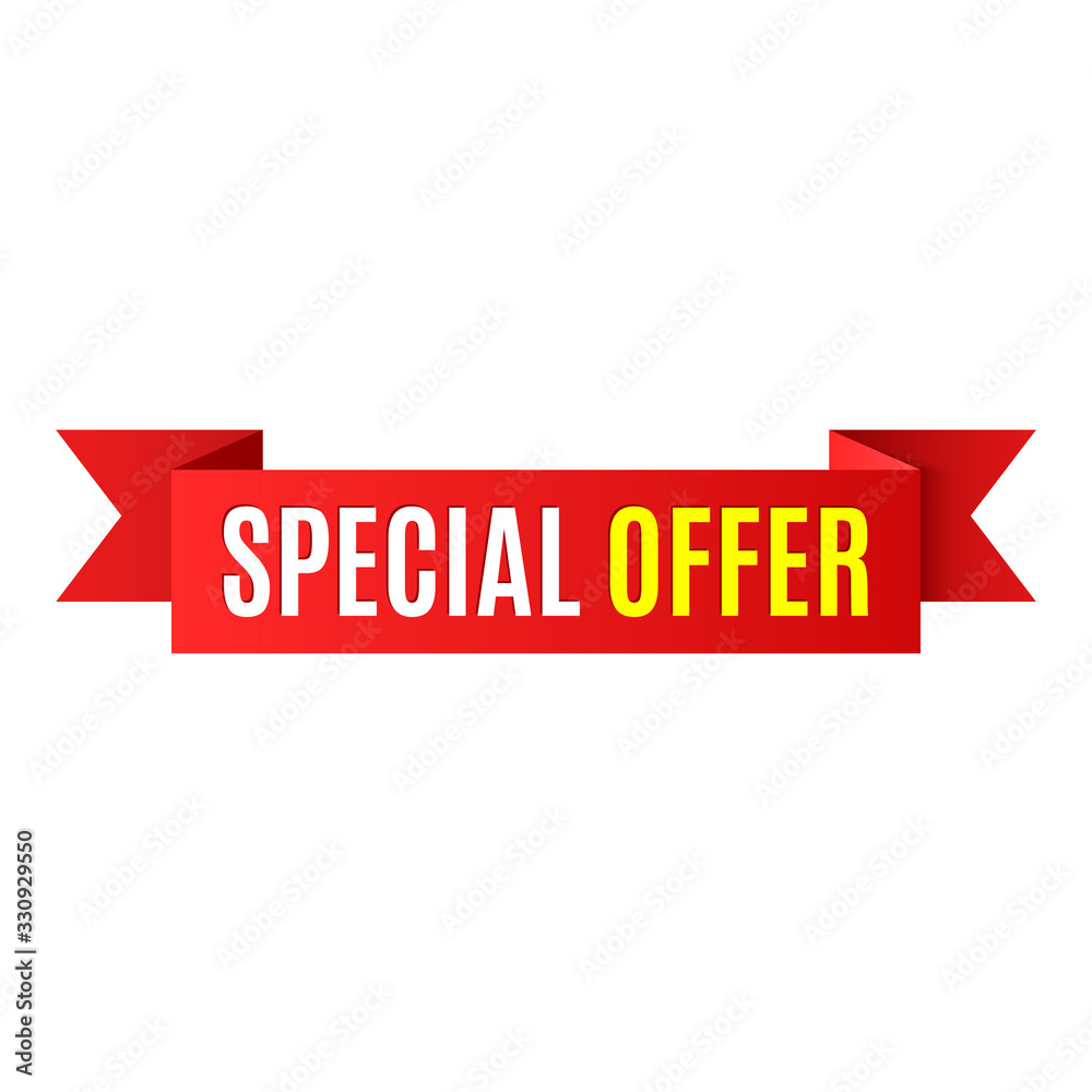Special offer banner. Red ribbon. Vector illustration. Stock Vector | Adobe Stock