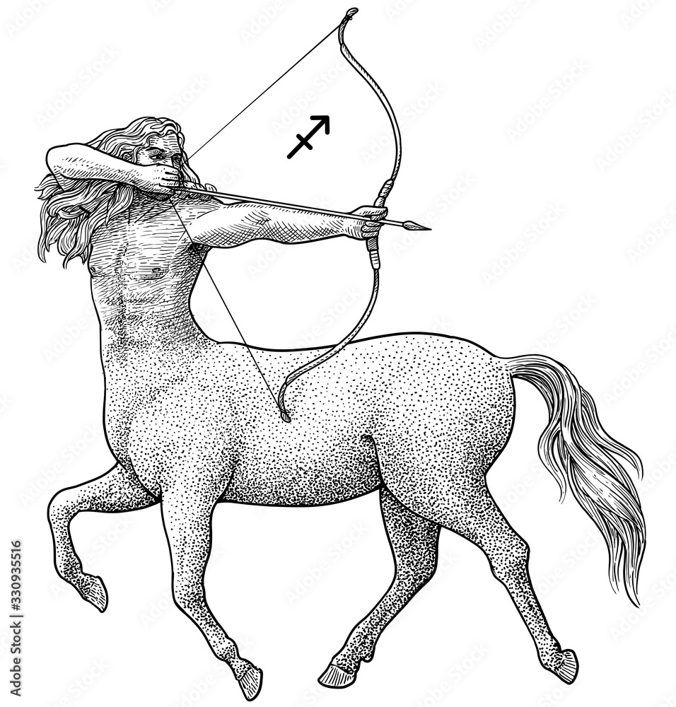 Vetor de Sagittarius zodiac symbol illustration, drawing, engraving ... Vetor de Sagittarius zodiac symbol illustration, drawing, engraving ...