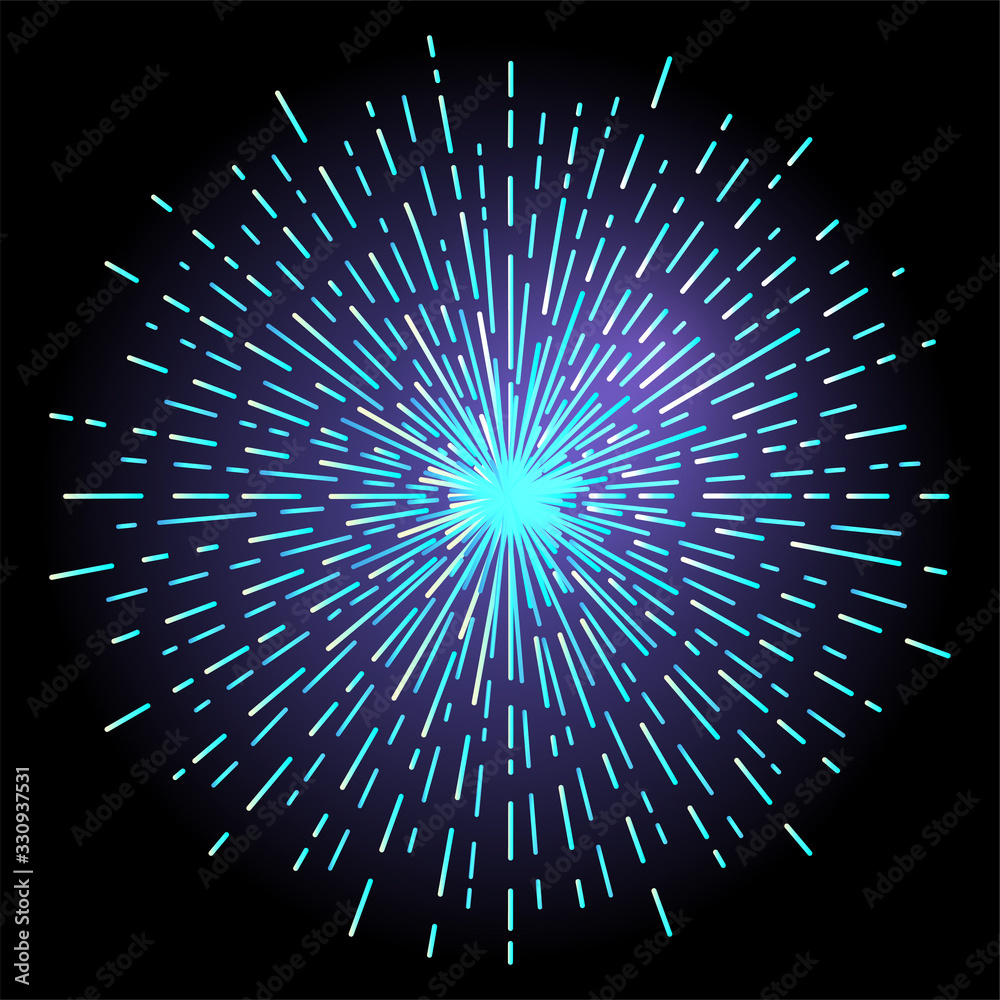 Rays of light as a halo. Hand drawn vector illustration isolated on ...