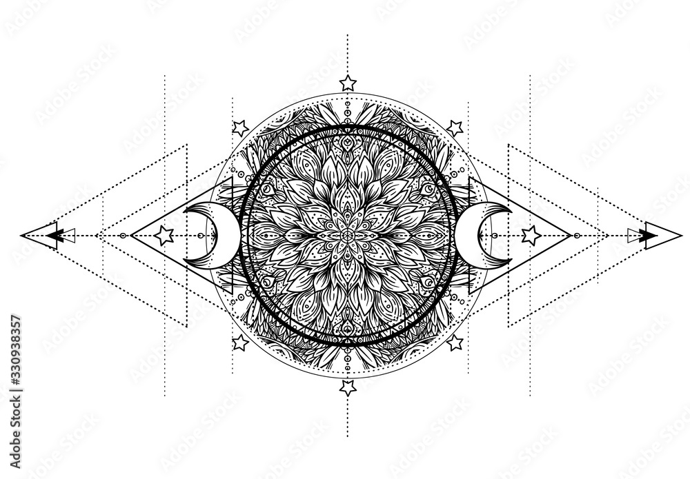 Lotus, Eye, Sacred Geometry. Ayurveda symbol of harmony and balance ...