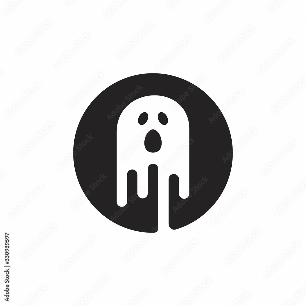 Ghost logo on negative space. Haunted vector. Stock Vector | Adobe Stock