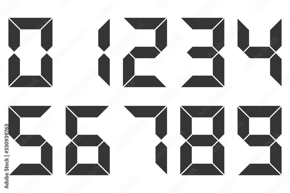 Set of digital numbers. Vector digital clock numbers Stock Vector ...