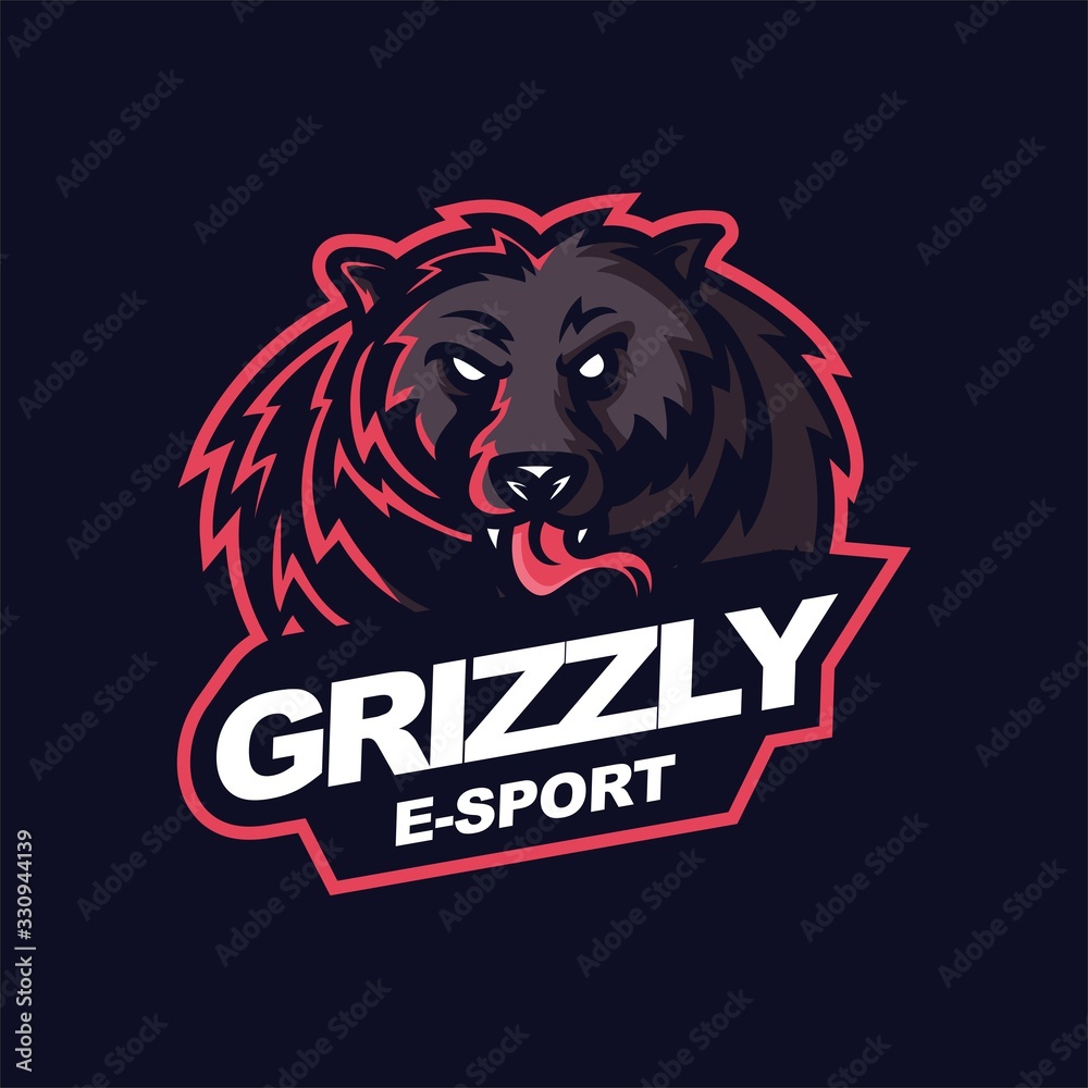 grizzly e-sport gaming mascot logo template Stock Vector | Adobe Stock