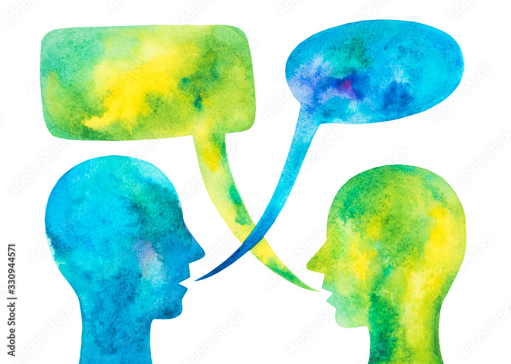 Disegno concettuale dialogo tra due persone. Parlare. Discussione ...