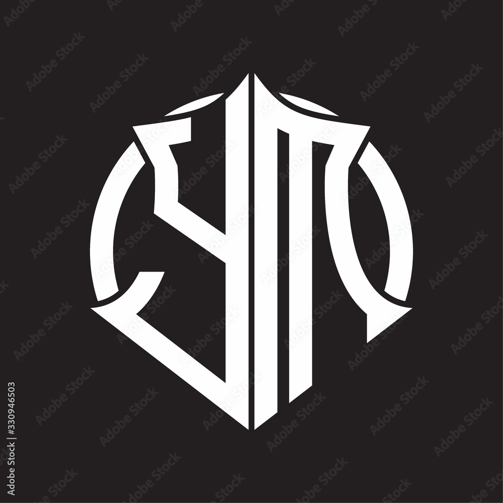 YM Logo monogram with emblem and circle rounded design template Stock ...