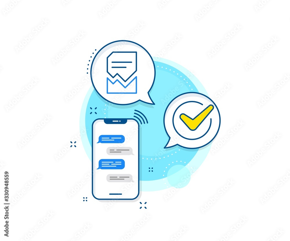 Bad File sign. Phone messages complex icon. Corrupted Document line ...