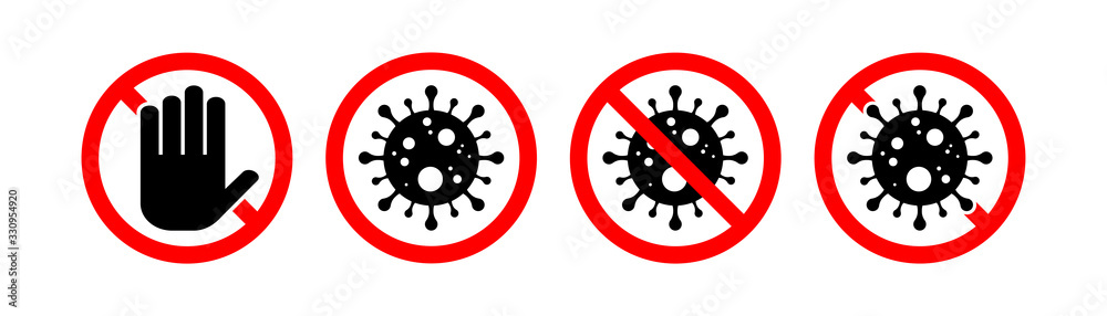Stop coronavirus sign set. Coronavirus icon, 2019-nCoV. Dangerous ...