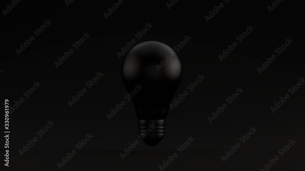 Black Light Bulb Floating Black Background 3d illustration 3d render ...