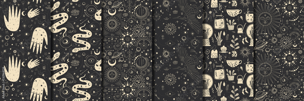 Vector illustration set of moon phases. Different stages of moonlight ...