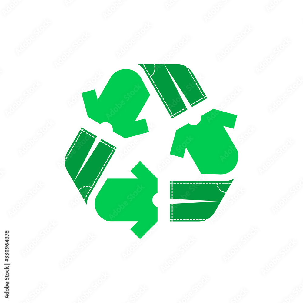 Recycle clothing symbol. Green recycle symbol with T-shirt and jeans ...