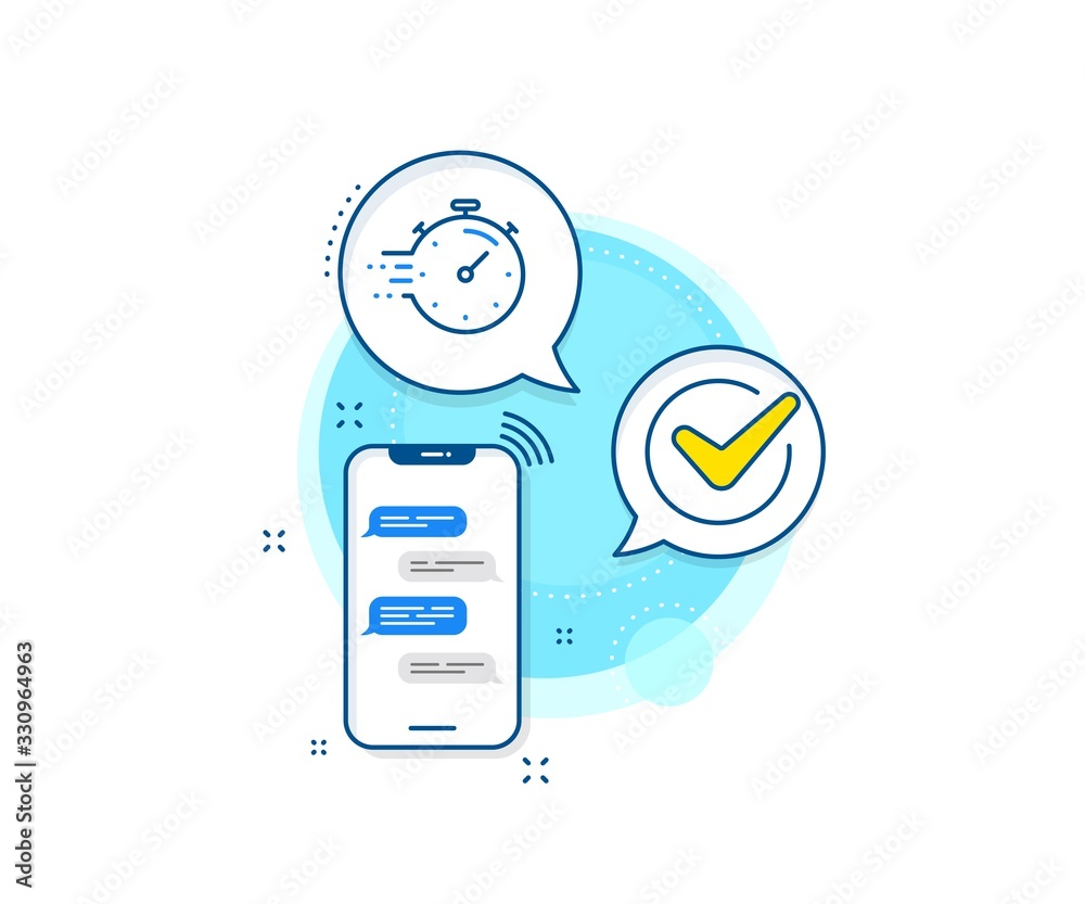 Time management sign. Phone messages complex icon. Timer line icon ...
