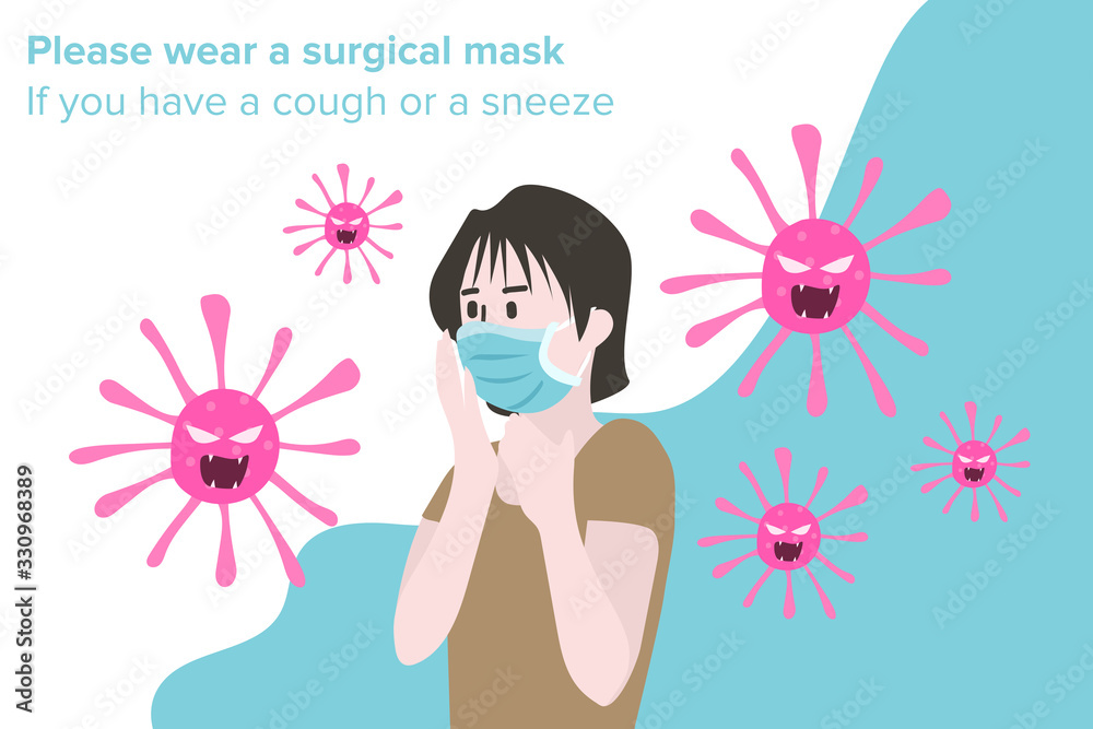Guidance for sick people with the flu Concept with woman who coughing ...