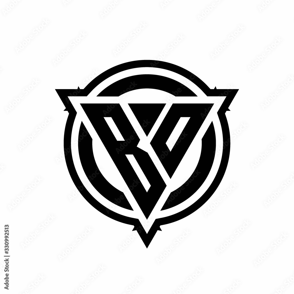 BO logo with triangle shape and circle with outline rounded design ...