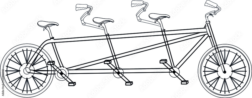 Cartoon realistic illustration of a bicycle in a graphic style. Vector ...