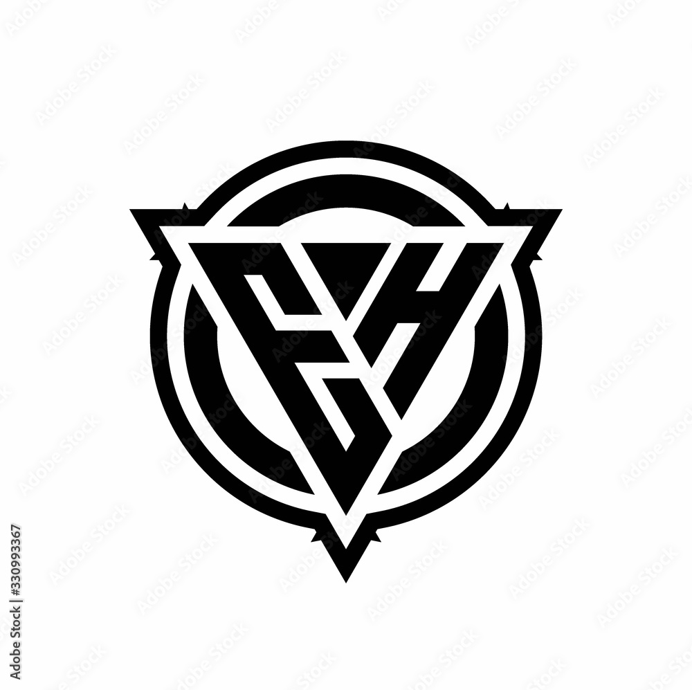 EH logo with triangle shape and circle with outline rounded design ...