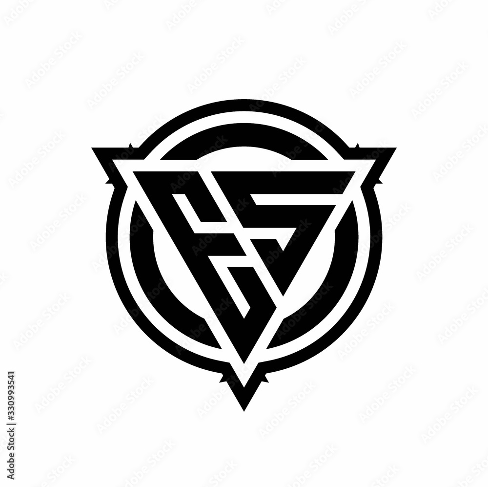ES logo with triangle shape and circle with outline rounded design ...