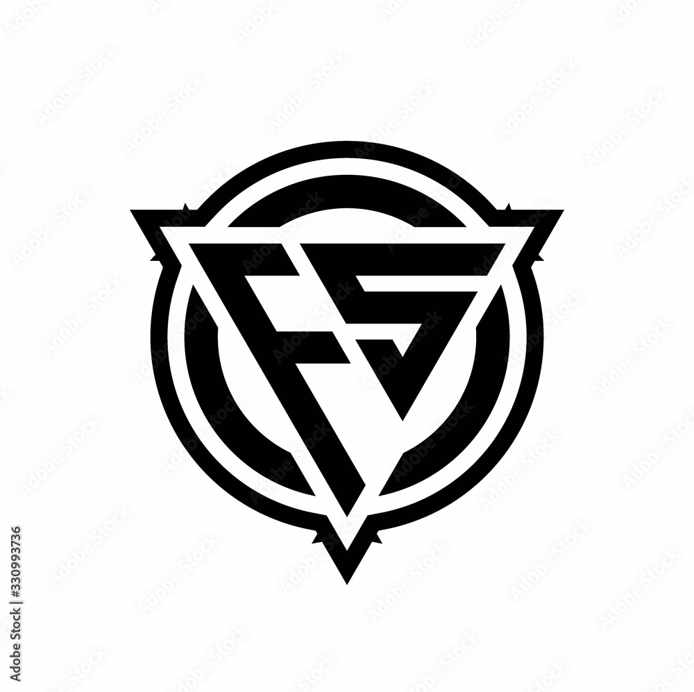 FS logo with triangle shape and circle with outline rounded design ...