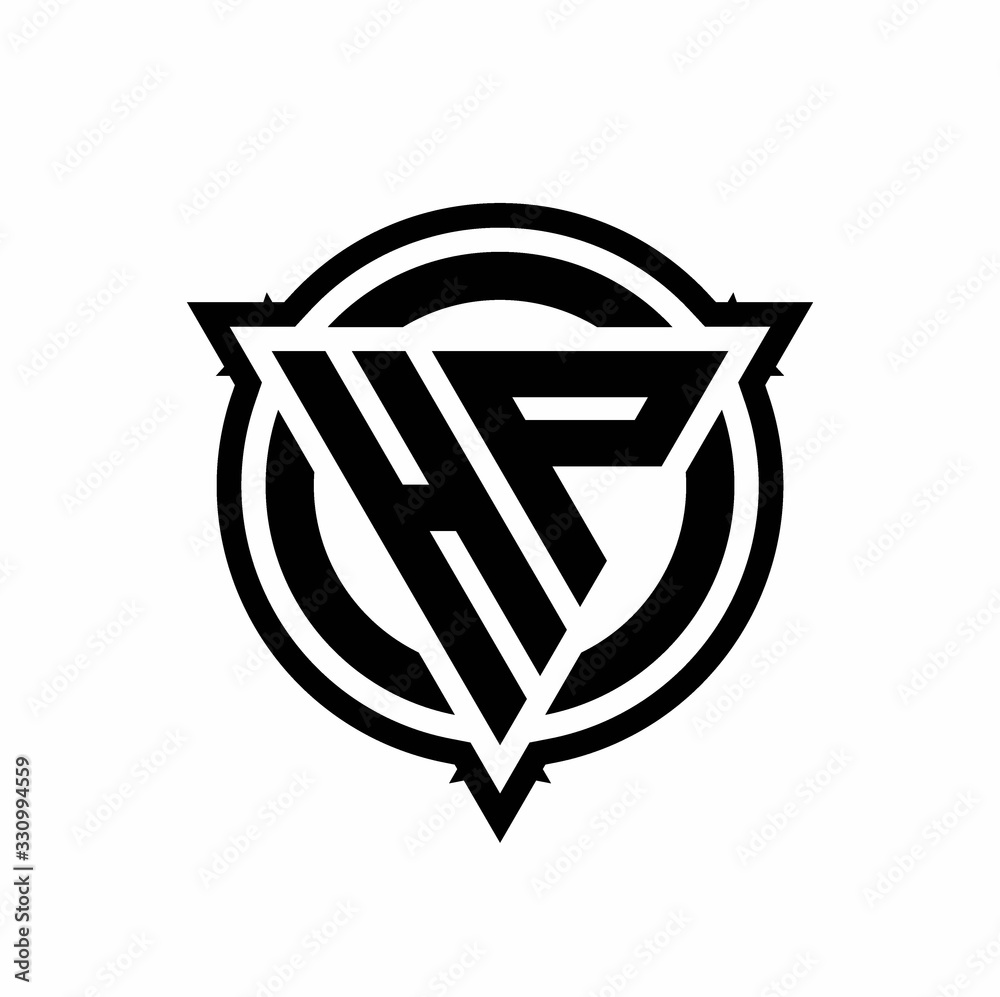 HP logo with triangle shape and circle with outline rounded design ...