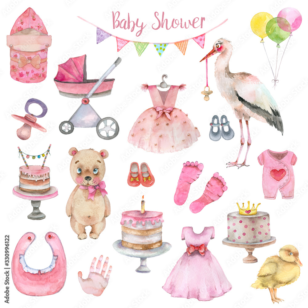Baby shower set Stock Illustration | Adobe Stock