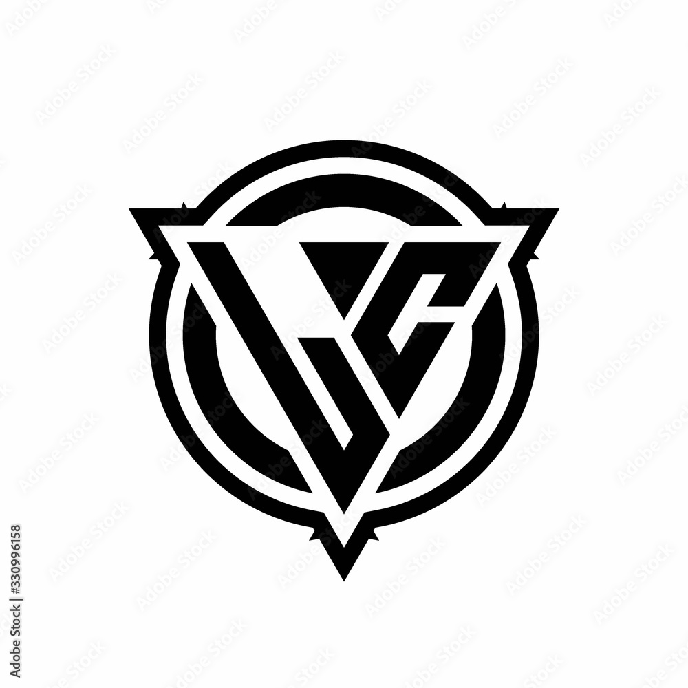 LC logo with triangle shape and circle with outline rounded design ...