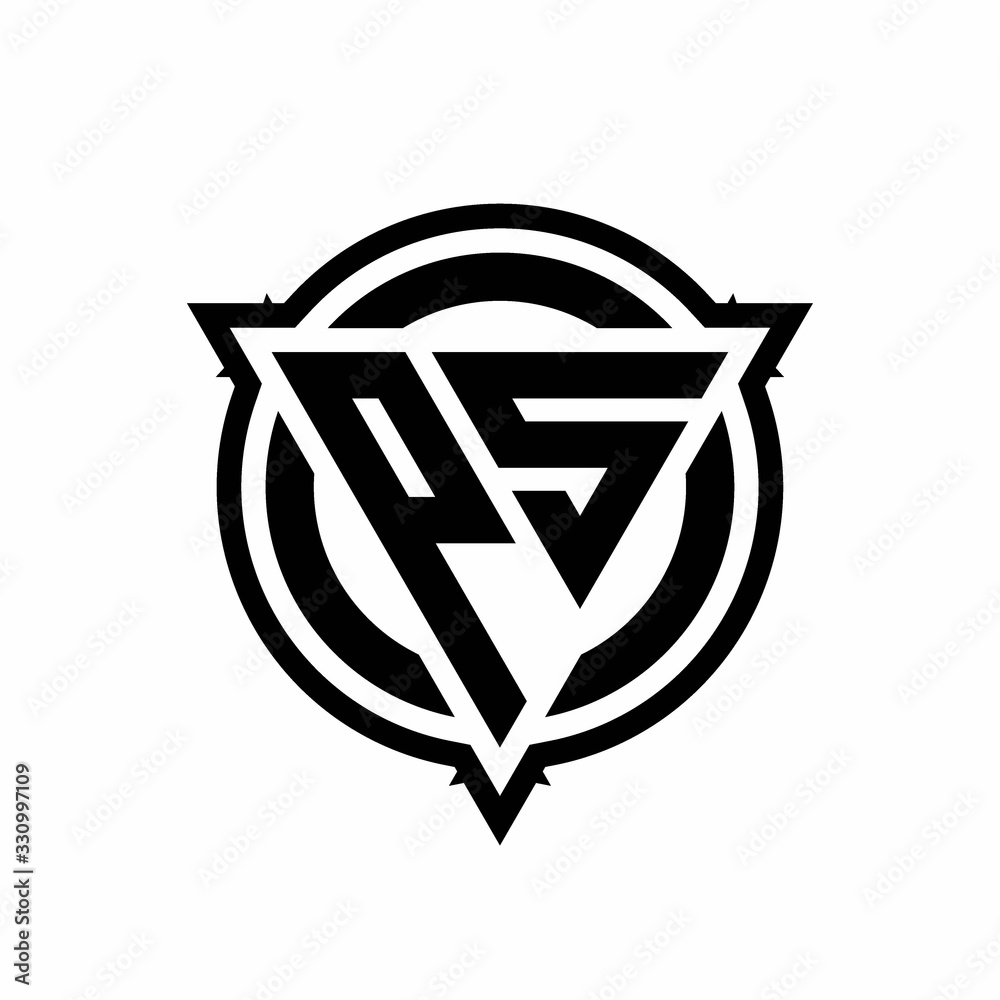 PS logo with triangle shape and circle with outline rounded design ...