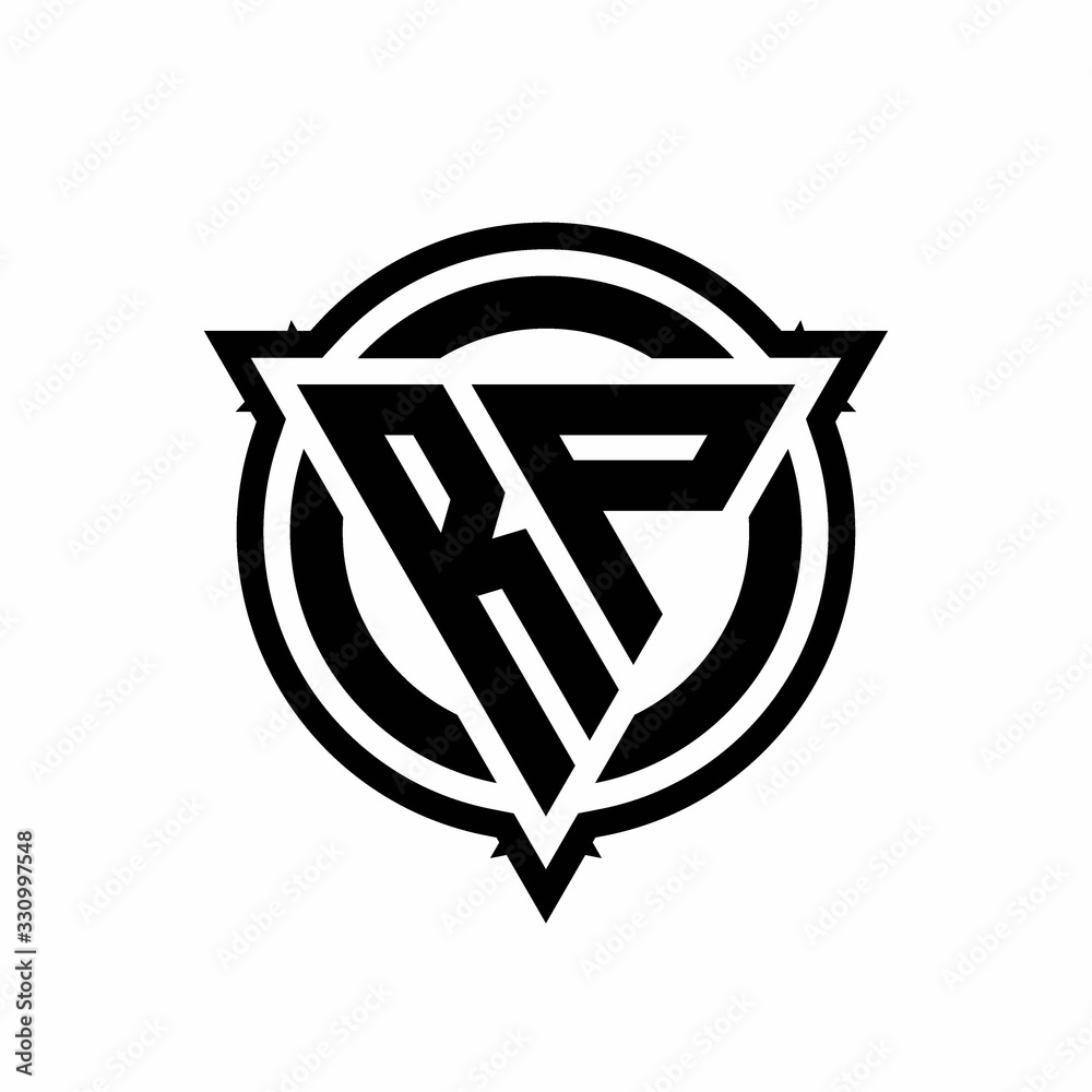 RP logo with triangle shape and circle with outline rounded design ...