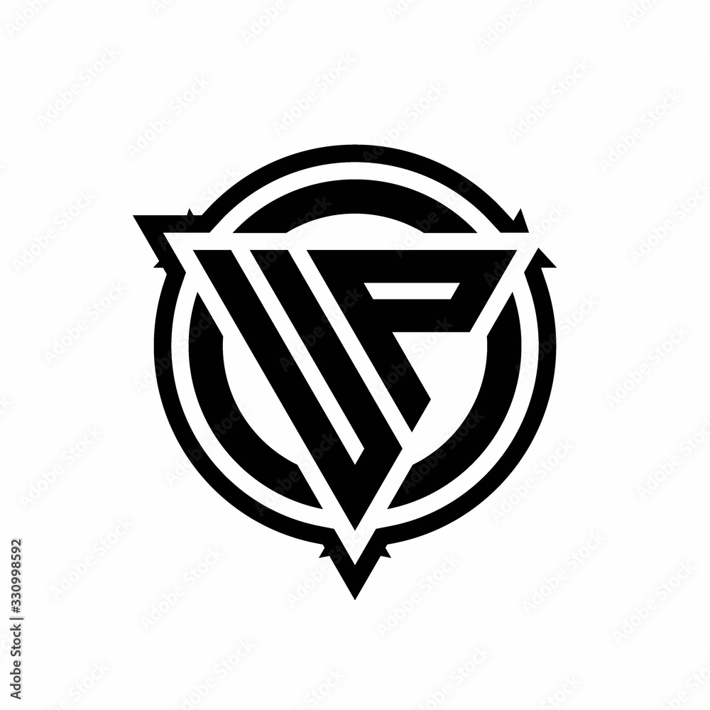 UP logo with triangle shape and circle with outline rounded design ...
