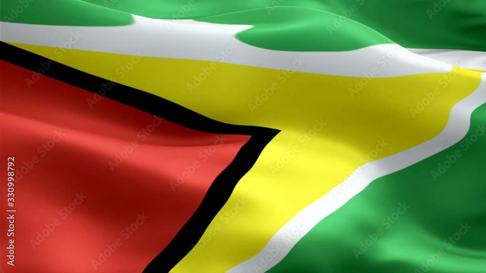 ‎Guyanese flag Closeup 1080p Full HD 1920X1080 footage video waving in ...