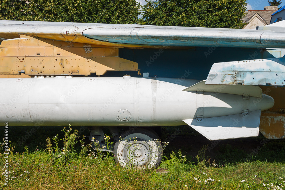 Suspended fuel tank on a military aircraft. Design elements and details ...