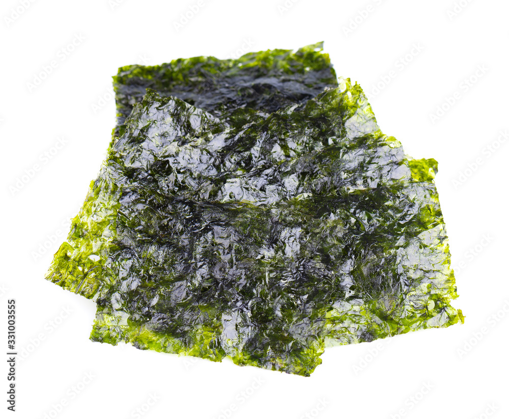 Crispy nori seaweed isolated on white background. Japanese food nori ...