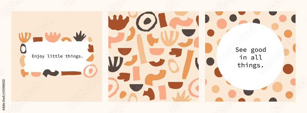 Positive motivation posters set with quote on trendy abstract ...