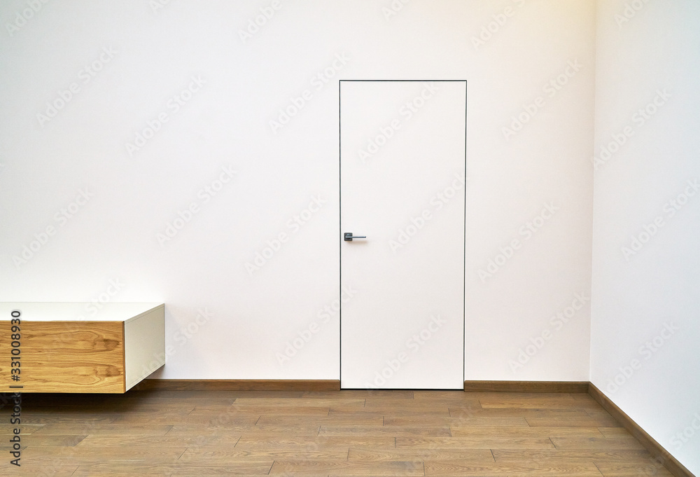 Invisible interior door. Aluminum frame hidden door in modern house ...