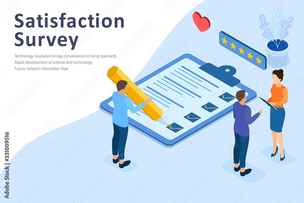 Customer satisfaction survey, user feedback, marked on checklist，flat ...
