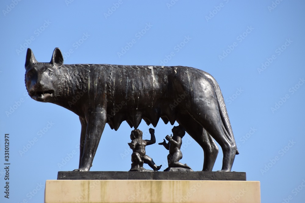 Romulus and Remus and the she-wolf of Rome Stock Photo | Adobe Stock