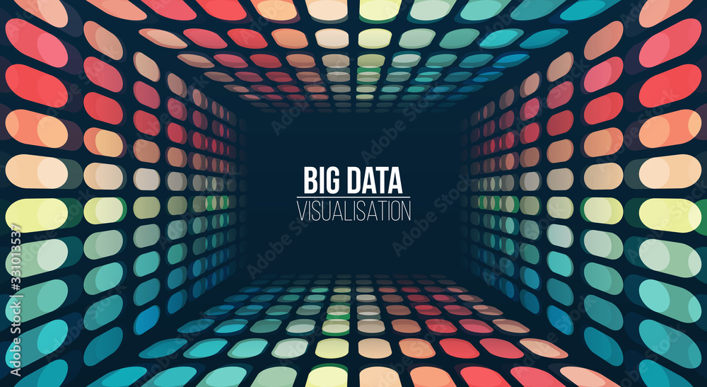 Big Data Visualization Abstract Background With Circles Array Tunnel 3d Connection Structure