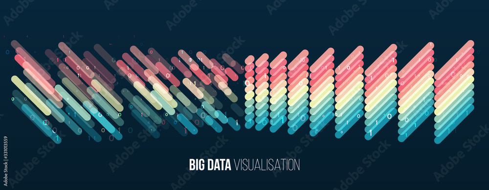 Big Data Visualization Abstract Background With Lines Array And Binary Code Connection