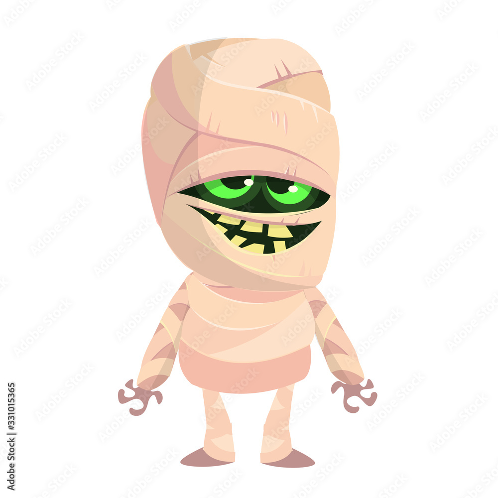 Cartoon funny mummy. Vector illustration of mummy monster for Halloween ...