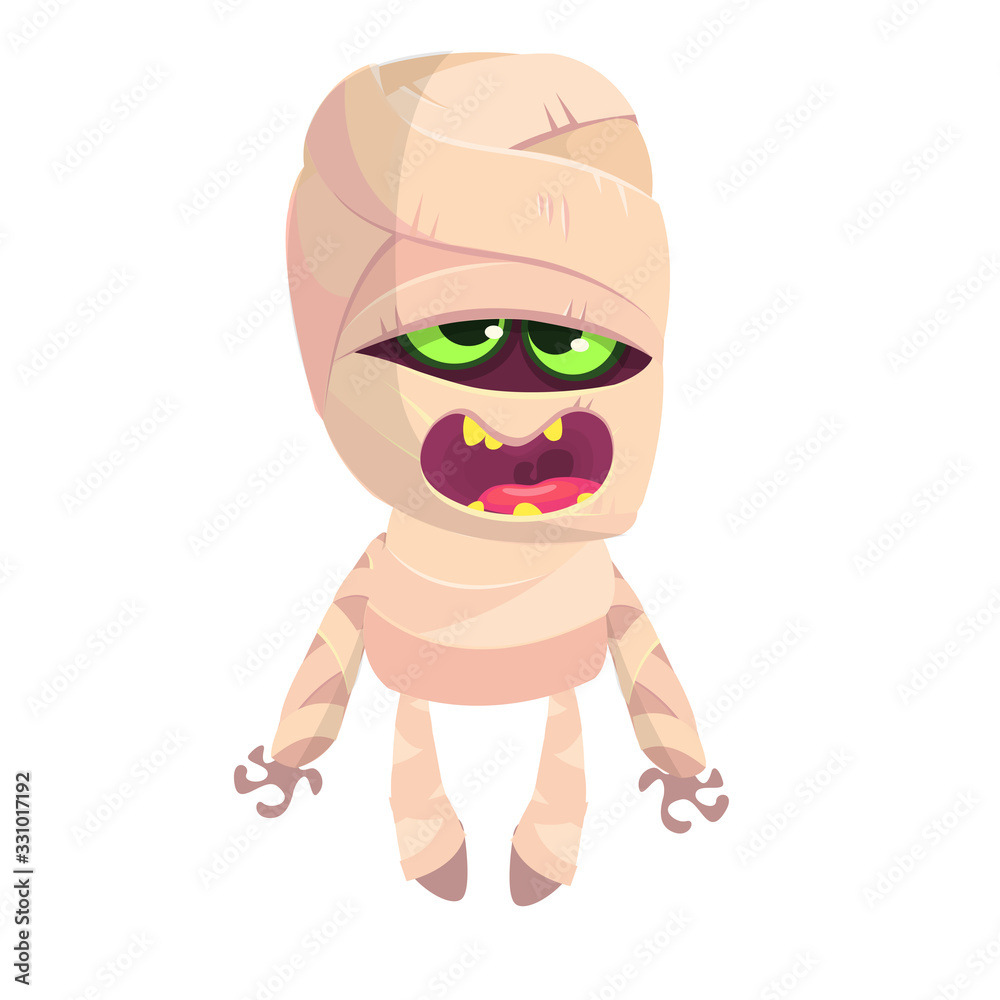 Cartoon funny mummy. Vector illustration of mummy monster for Halloween ...