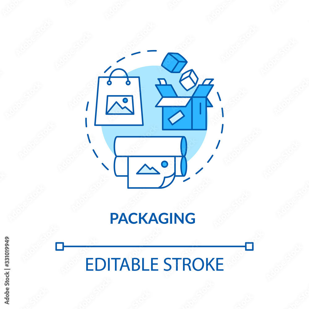 Package design studio concept icon. Gift wrap idea thin line ...