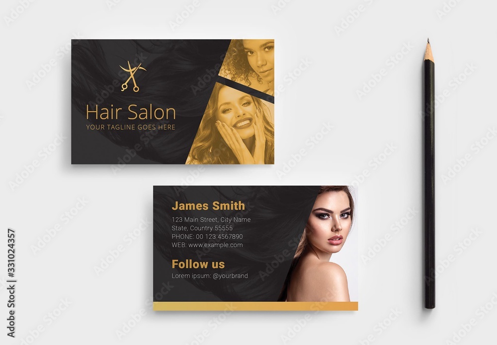 Hair Salon Business Card Layout Stock Template | Adobe Stock