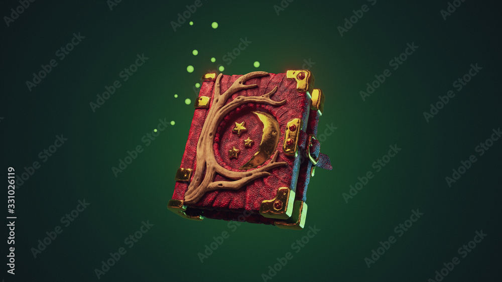 Old dark red antique book with strap. Magic book with leather cover ...