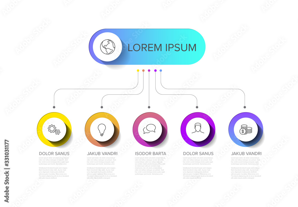 Simple Infographic Layout with Five Elements Stock Template | Adobe Stock