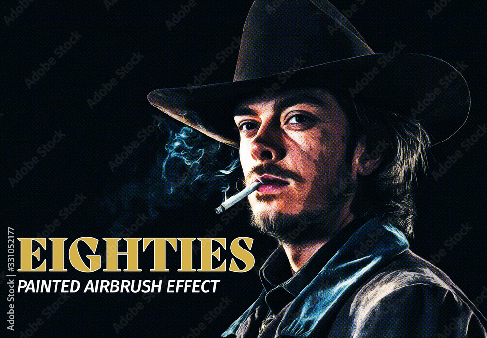 Retro Paintbrush Drawing Effect Mockup Stock Template | Adobe Stock